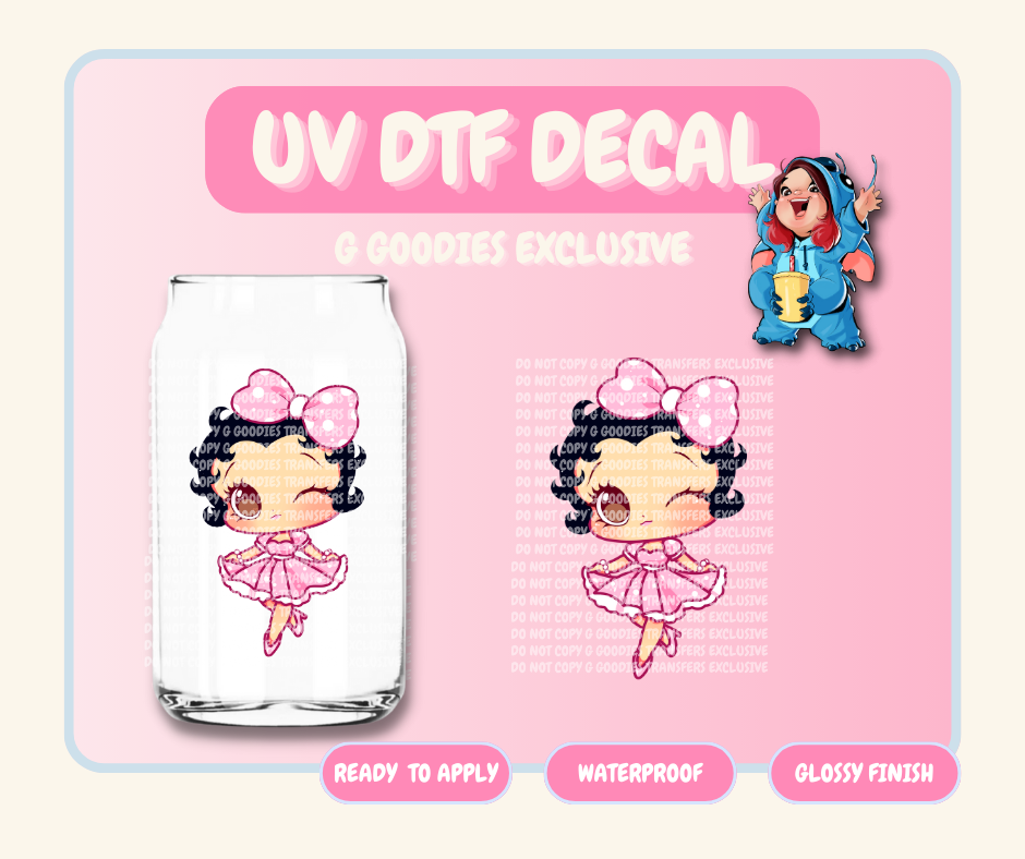 GIrly Chibi B Boop - 4 in UV DTF DECAL EXCLUSIVE – G Goodies Transfers